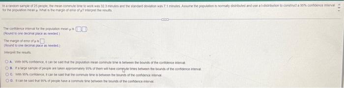 Solved The cendoctce inerva sor the popdation mean β in | Chegg.com