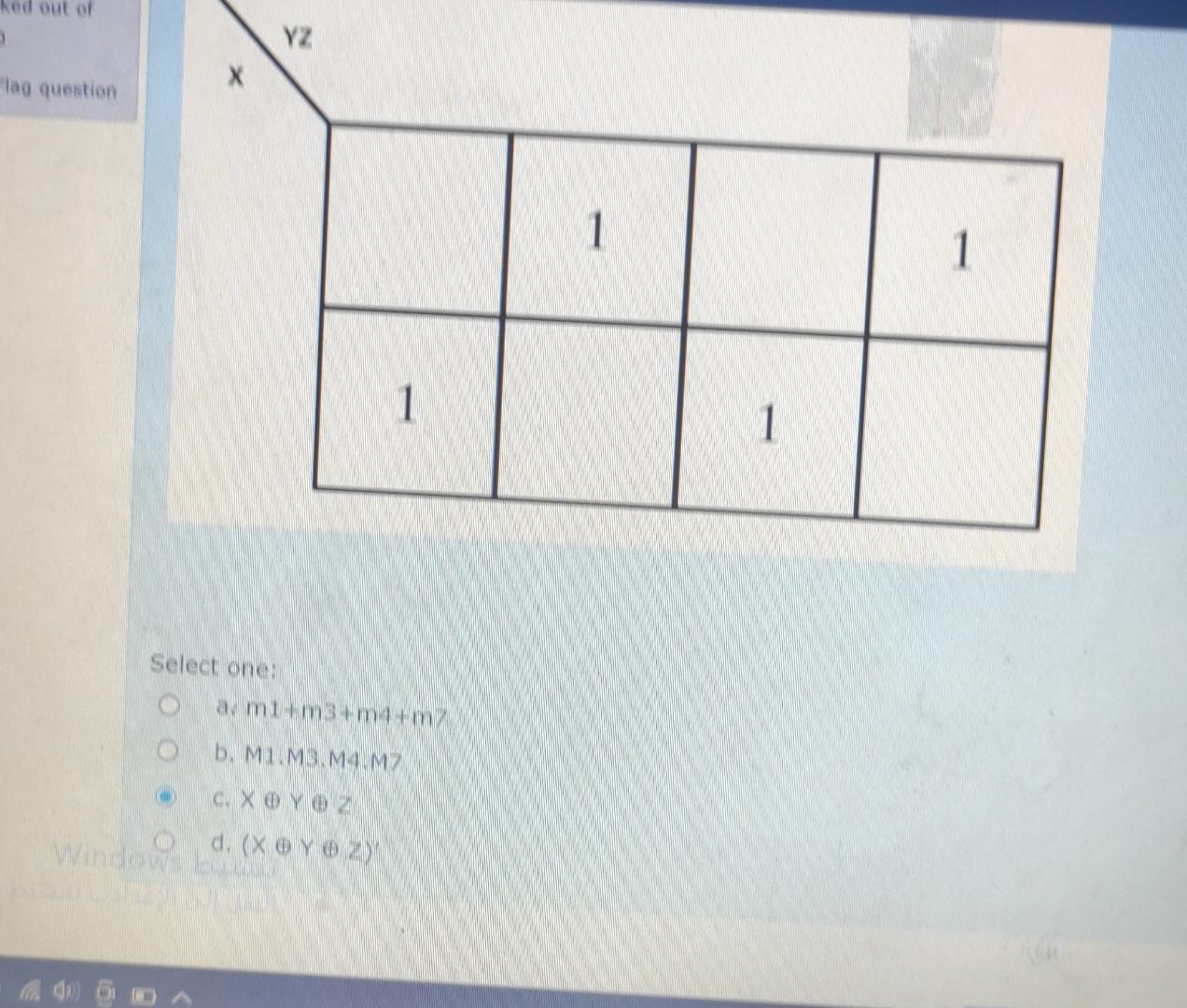 Solved \table[[,1,,1],[1,,1,]]Select one:a. m1+m3+m4+m ?b. | Chegg.com