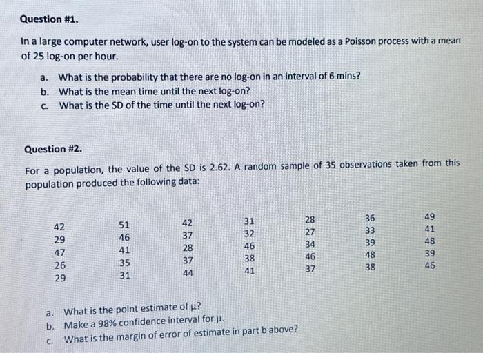 Solved In a large computer network, user log-on to the | Chegg.com