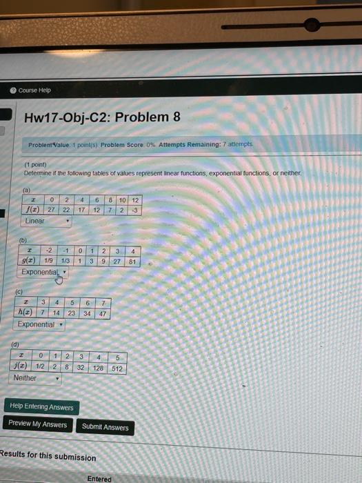 Solved Course Help Hw17-Obj-C2: Problem 8 Problent Value 1 | Chegg.com