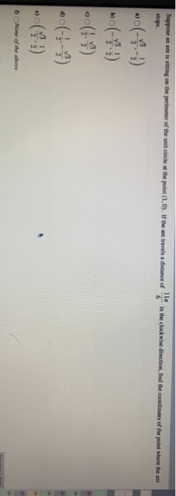 Solved Suppose an ant is sitting on the perimeter of the | Chegg.com