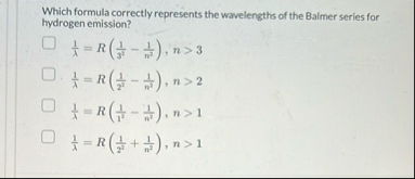 Solved Which formula correctly represents the wavelengths of | Chegg.com