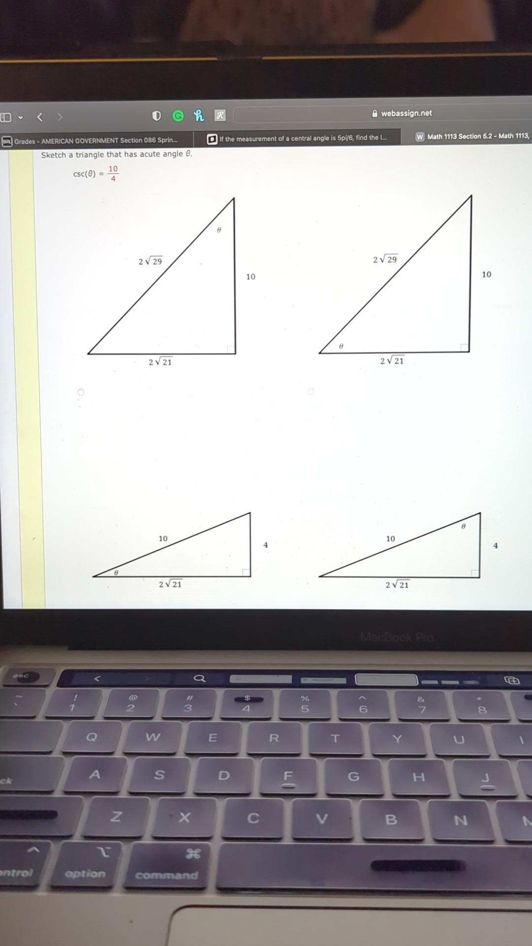 Solved Sketch a triangle that has acute angle θ. | Chegg.com