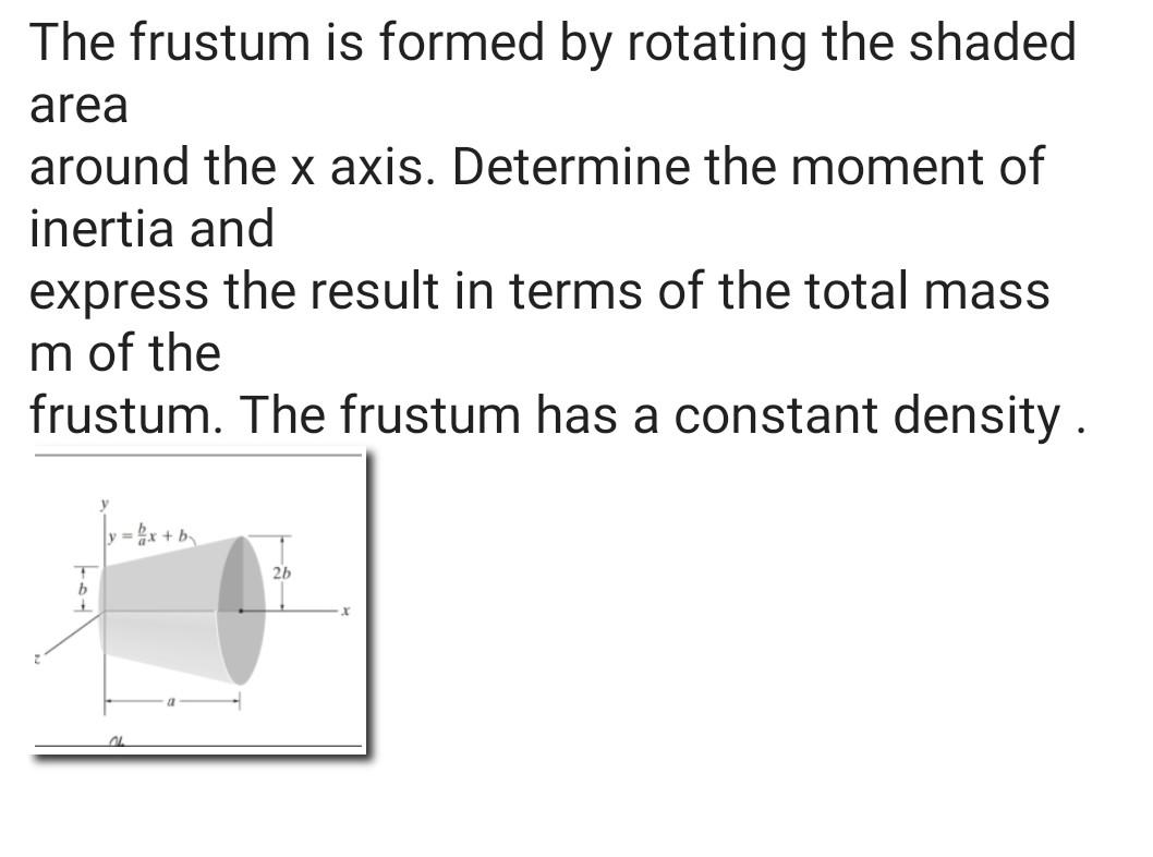 Solved The frustum is formed by rotating the shaded area | Chegg.com