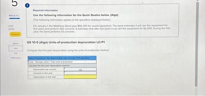 Solved 5 Part 2 of 2 3.57 points Skipped eBook Hint Ask | Chegg.com