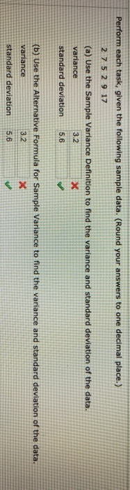 Solved Perform each task, given the following sample data. | Chegg.com