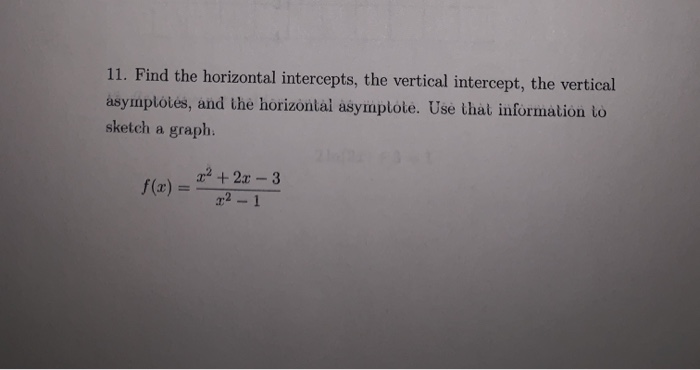 Solved 11. Find the horizontal intercepts, the vertical | Chegg.com