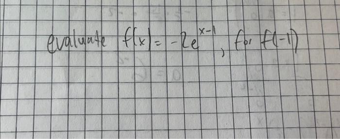 Solved evaluate f(x)=−2ex−1,f∘f(−1) | Chegg.com