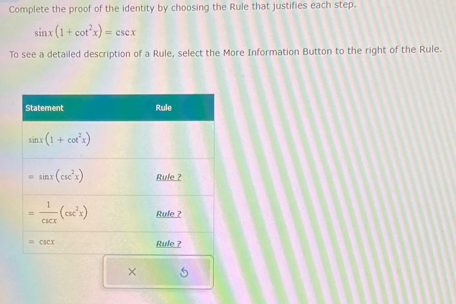 Solved Complete the proof of the identity by choosing the | Chegg.com