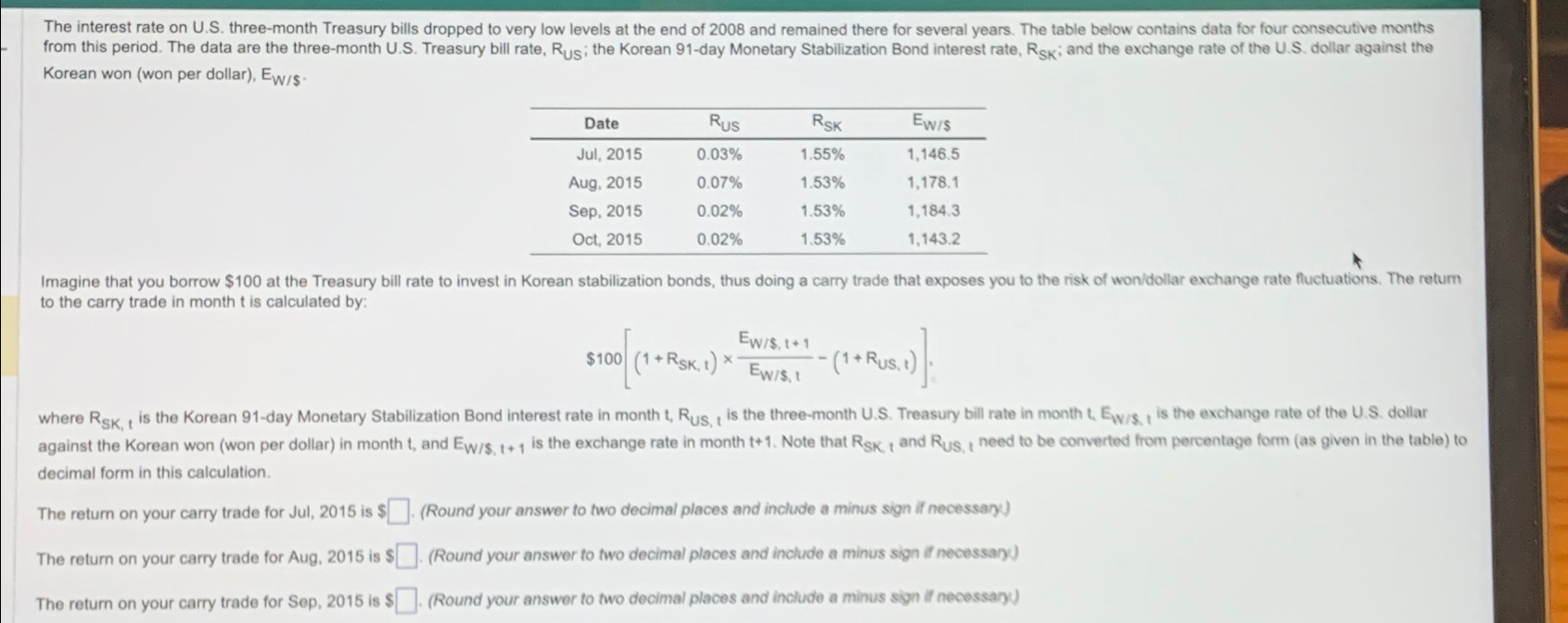 Solved Korean won (won per | Chegg.com