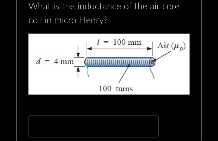 Solved What is the inductance of the air core coil in micro | Chegg.com