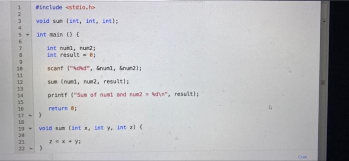 Solved 1 Include 2 3 Void Sum Int Int Int 4 5 Int