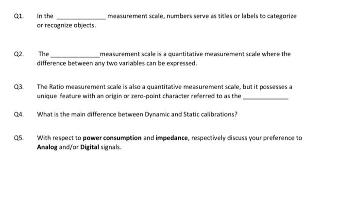 Solved Q1. In the measurement scale, numbers serve as titles | Chegg.com