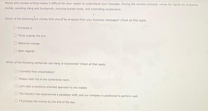 Wordy and unciear writing makes it difficult for your | Chegg.com