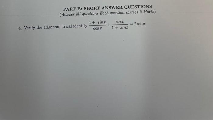 Solved PART B: SHORT ANSWER QUESTIONS (Answer all questions. | Chegg.com Solved PART B: SHORT ANSWER QUESTIONS (Answer all questions. | Chegg.com