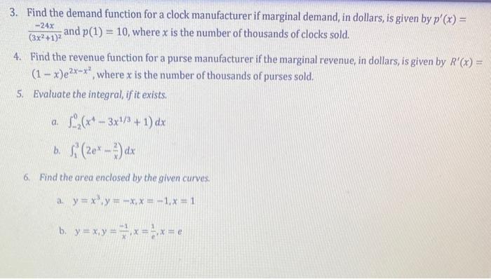 Solved 3. Find the demand function for a clock manufacturer | Chegg.com