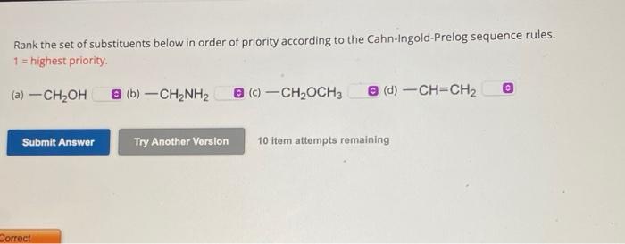 Solved Rank the set of substituents below in order of | Chegg.com