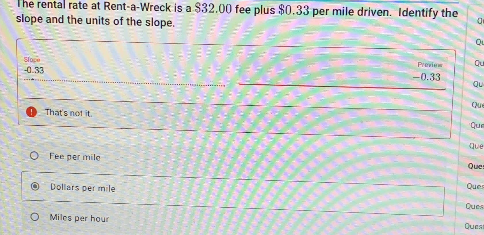 Solved The rental rate at Rent-a-Wreck is a $32.00 ﻿fee plus | Chegg.com