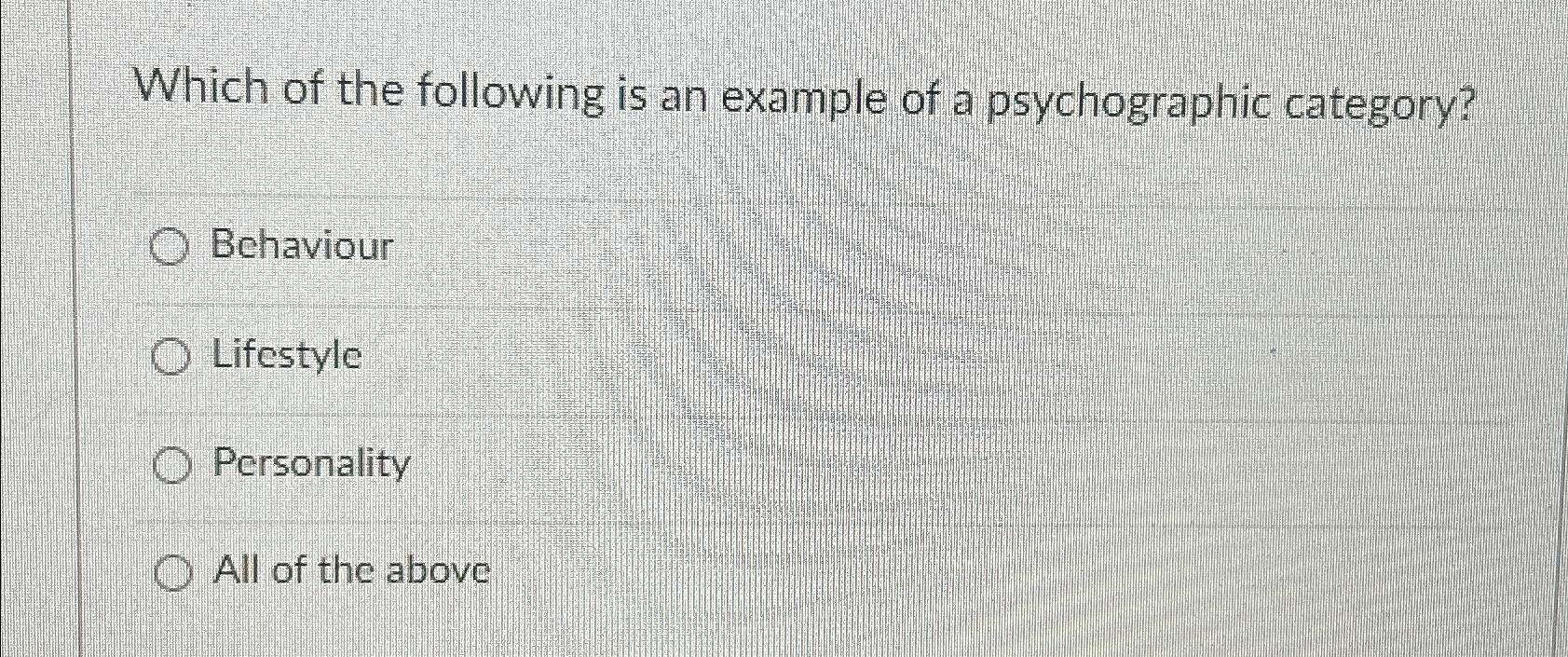 Solved Which of the following is an example of a | Chegg.com