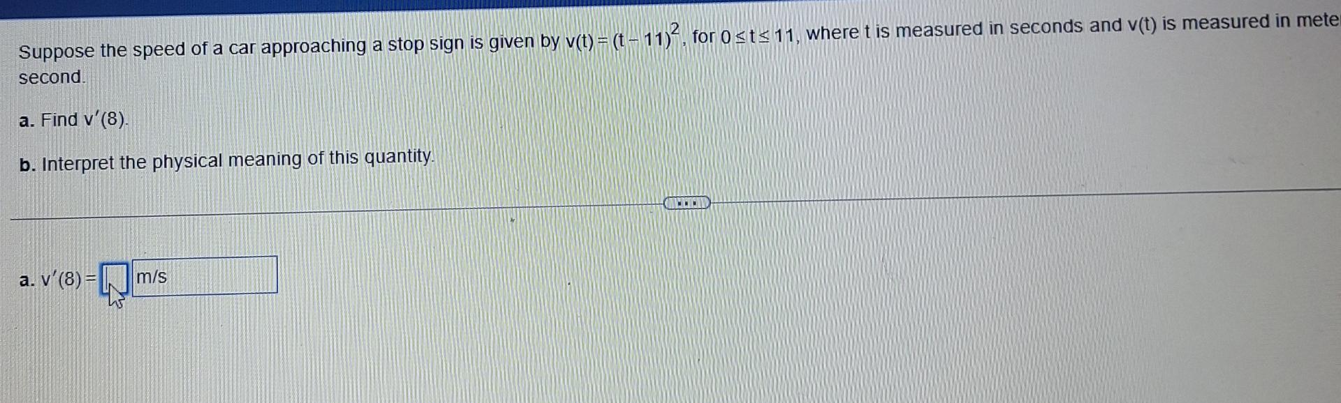 Solved Suppose the speed of a car approaching a stop sign is | Chegg.com