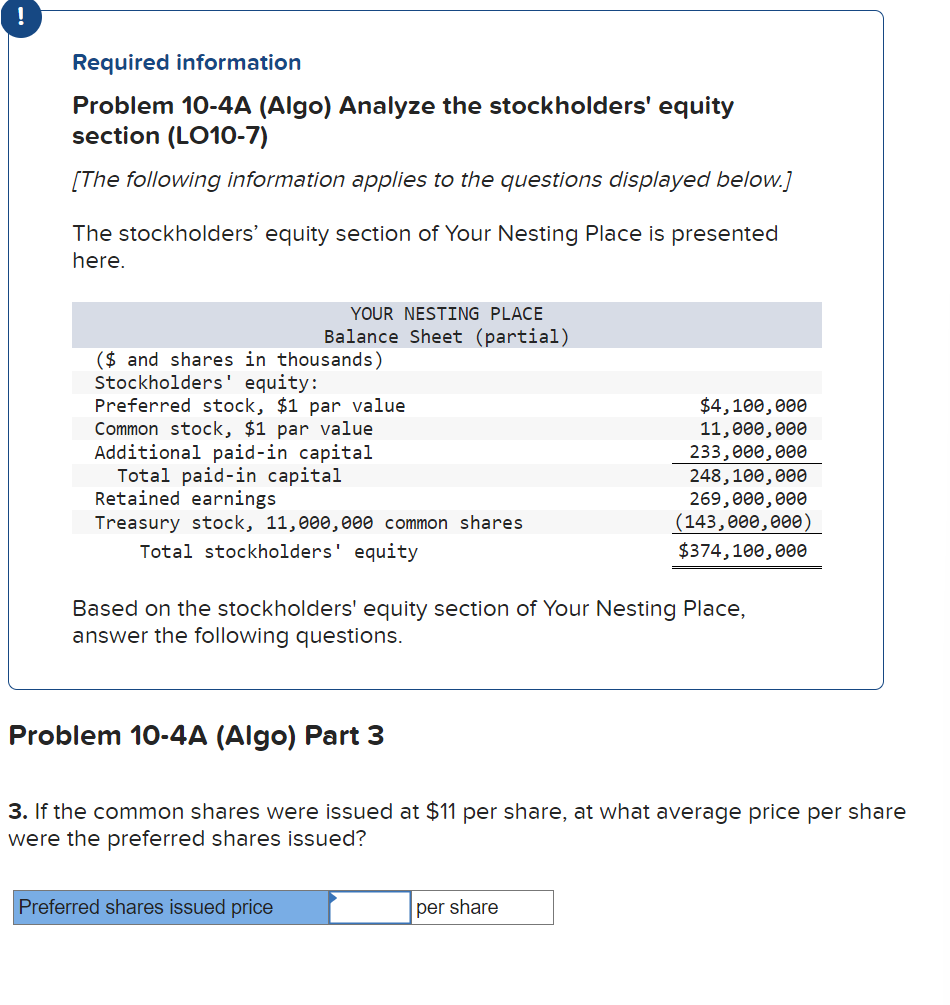 Solved Problem 10-4A (Algo) ﻿Part 3If the common shares were | Chegg.com
