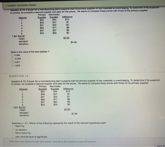Solved * Question Completion Status: Question 8-10: A buyer | Chegg.com