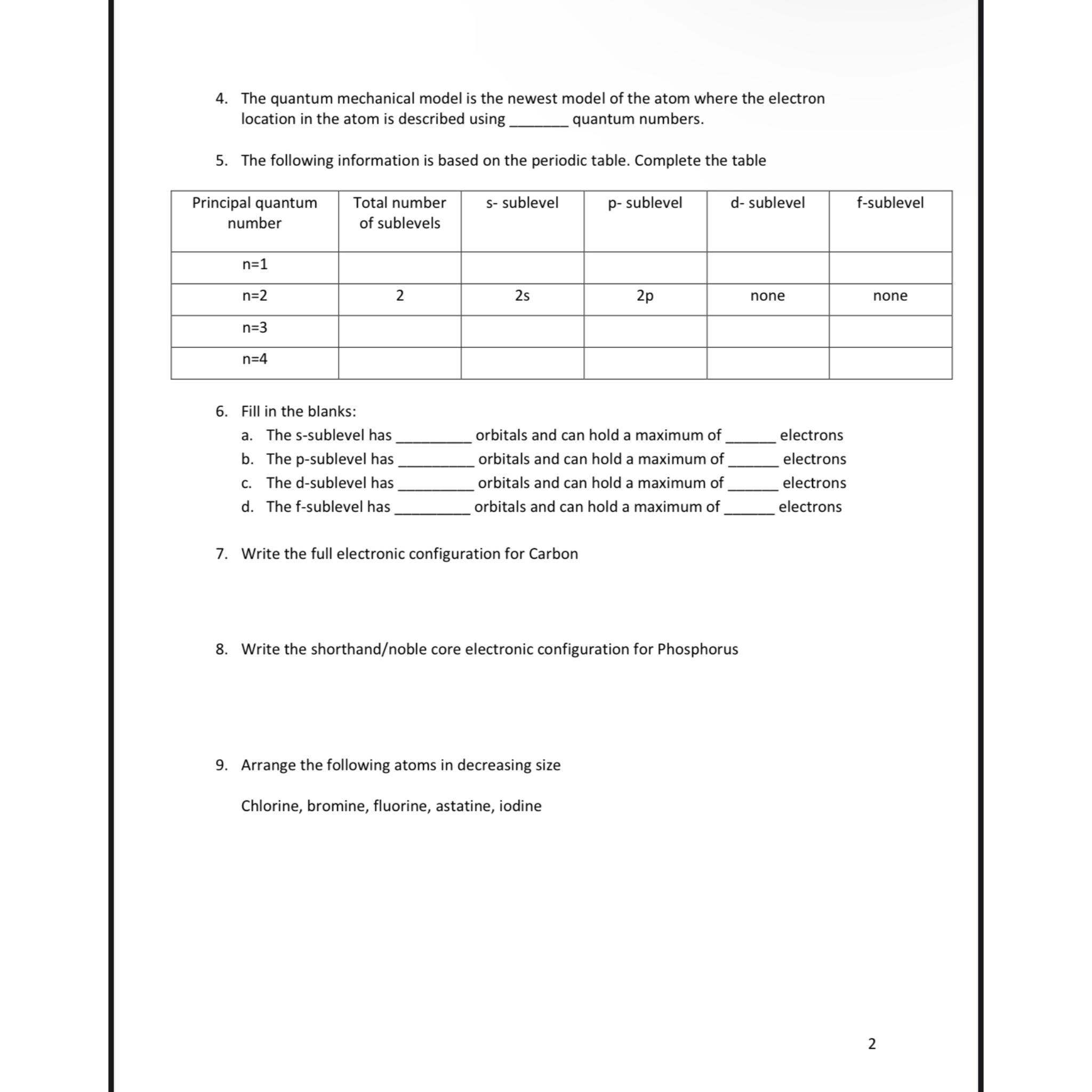 Solved Chem 1405: Electronic configurationBohr's planetary | Chegg.com