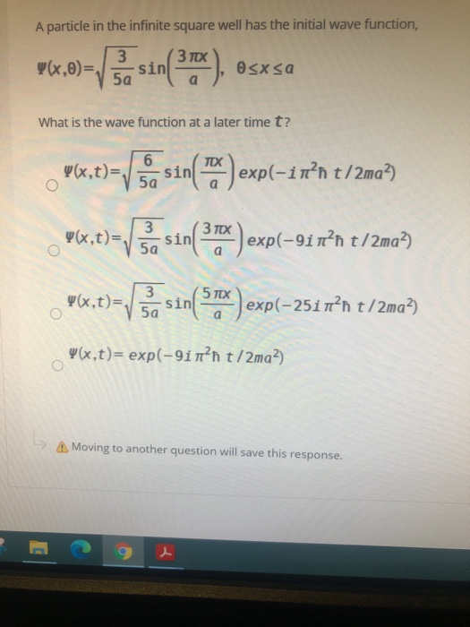 Solved A particle in the infinite square well has the | Chegg.com