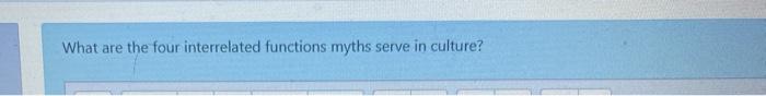 Solved What are the four interrelated functions myths serve | Chegg.com
