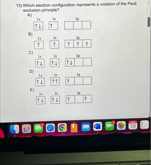 Solved 13) Which electron configuration represents a | Chegg.com