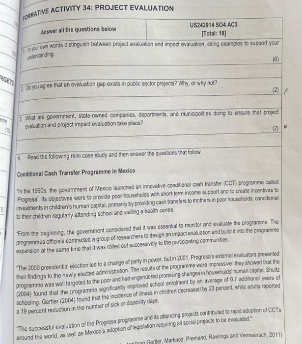 Solved FORMATIVE ACTIVITY 34: PROJECT EVALUATION Answer all | Chegg.com