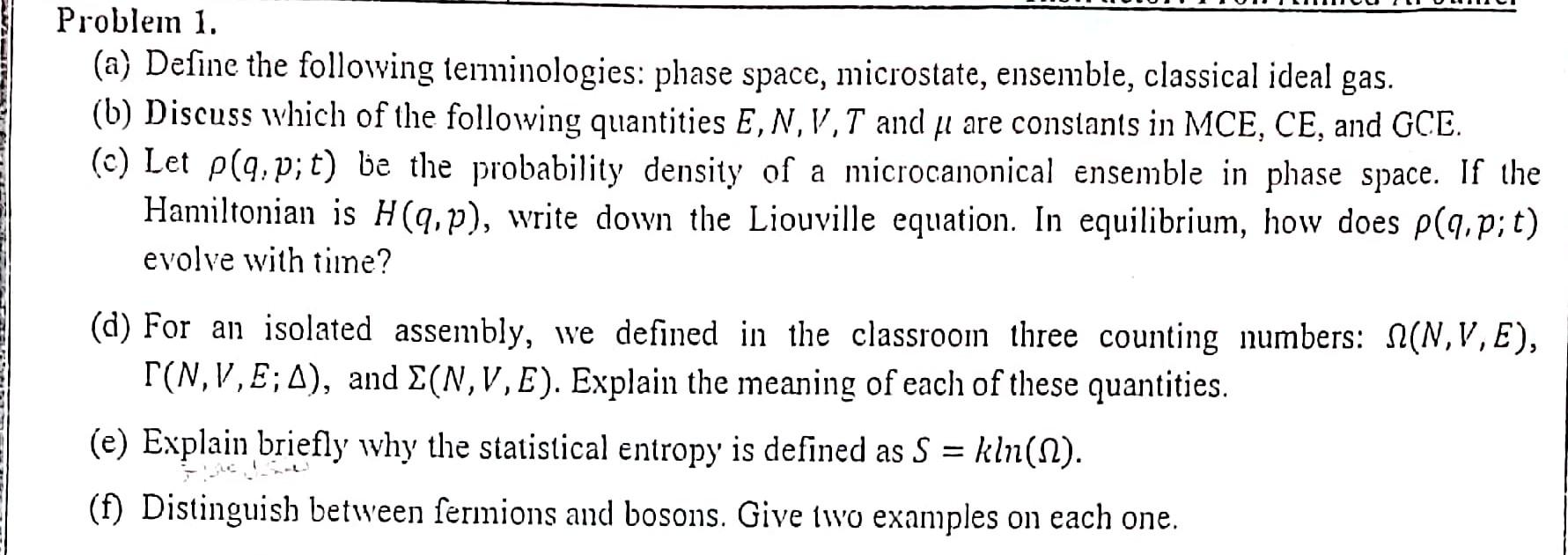 Solved Problein 1. (a) Define the following terminologies: | Chegg.com