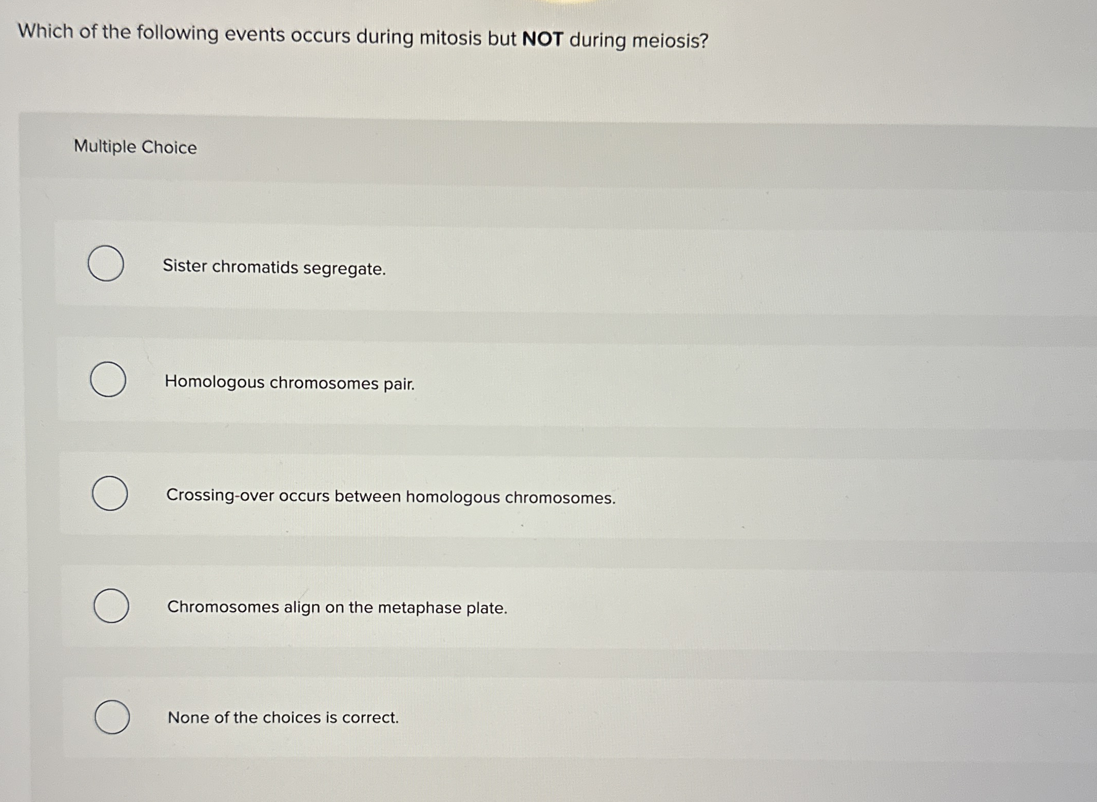 Solved Which of the following events occurs during mitosis | Chegg.com