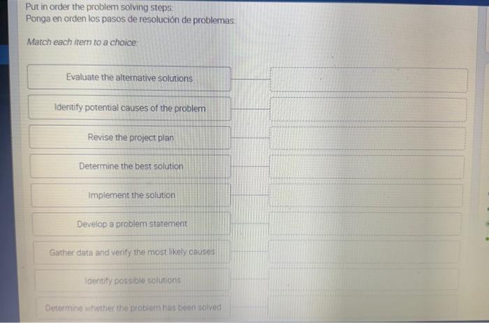 Solved Put in order the problem solving steps: | Chegg.com