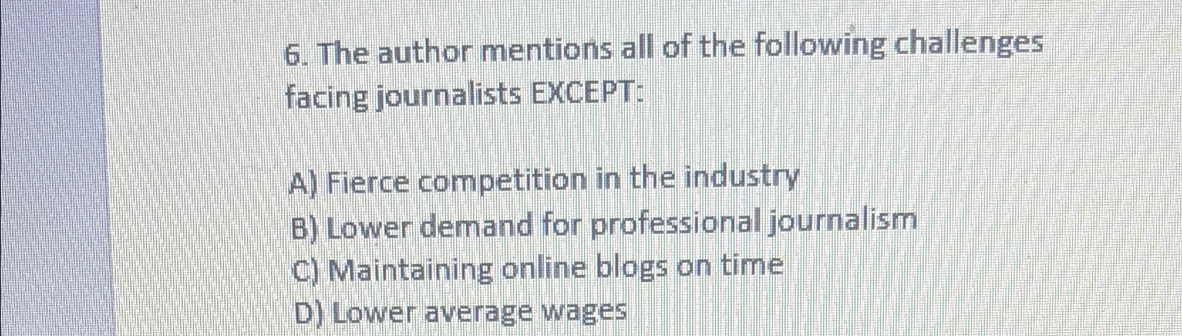 Solved The author mentions all of the following challenges | Chegg.com