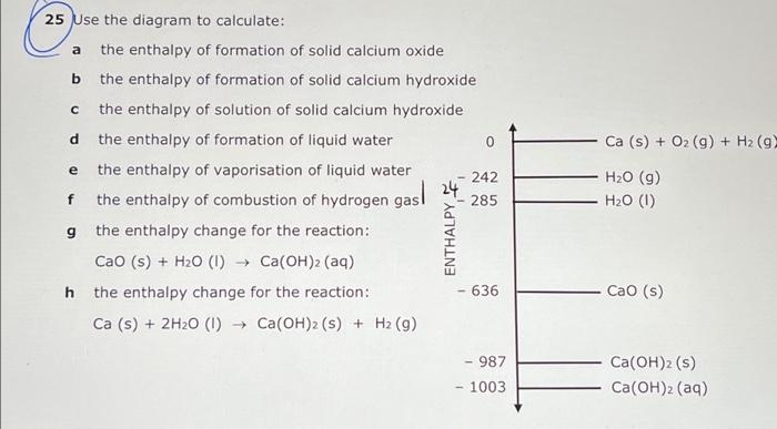 Solved 25 Use the diagram to calculate: the enthalpy of | Chegg.com