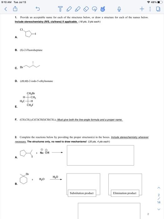 Solved Provide an acceptable name for each of the structures | Chegg.com
