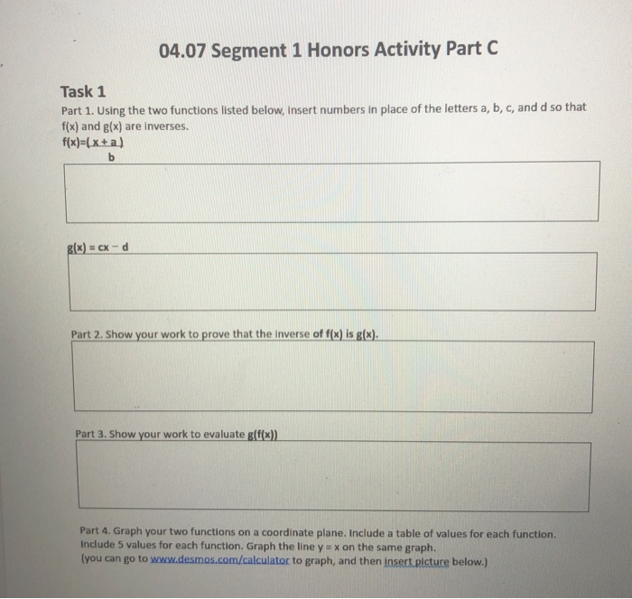 Solved 04.07 Segment 1 Honors Activity Part C Task 1 Part 1. | Chegg.com