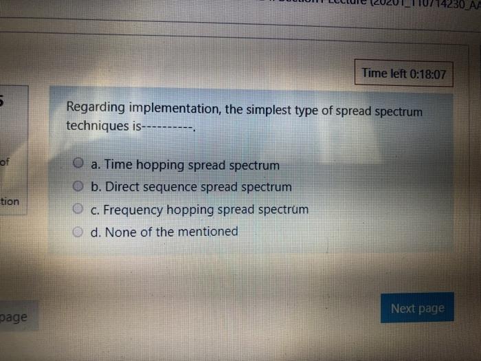 Solved 30_A Time left 0:18:07 Regarding implementation, the | Chegg.com