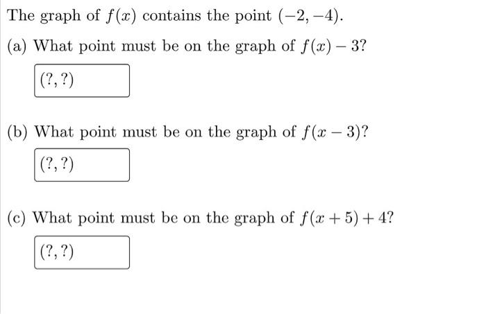Solved The graph of f(x) contains the point (−2,−4). (a) | Chegg.com