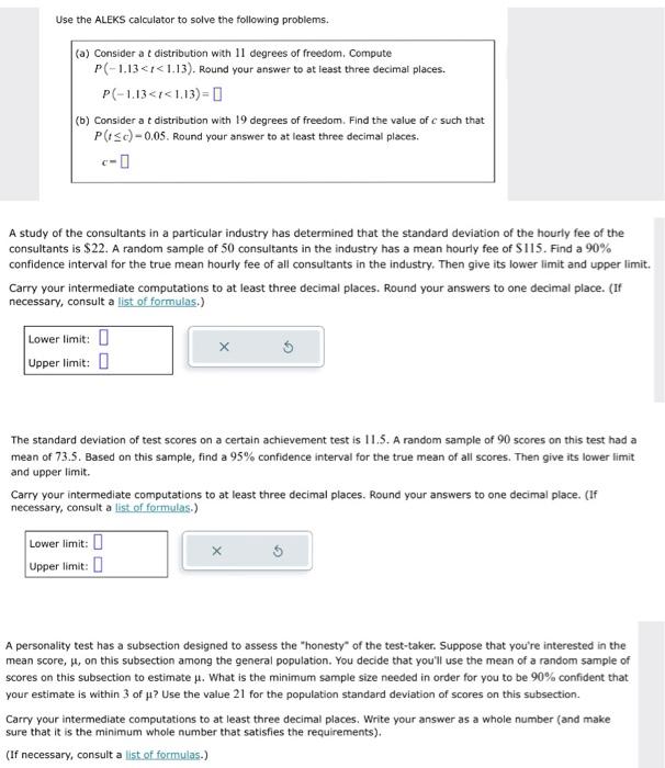 Solved Use the ALEKS calculator to solve the following | Chegg.com