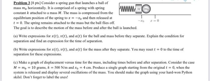 Solved Problem 3 [8 pts] Consider a spring gun that launches | Chegg.com