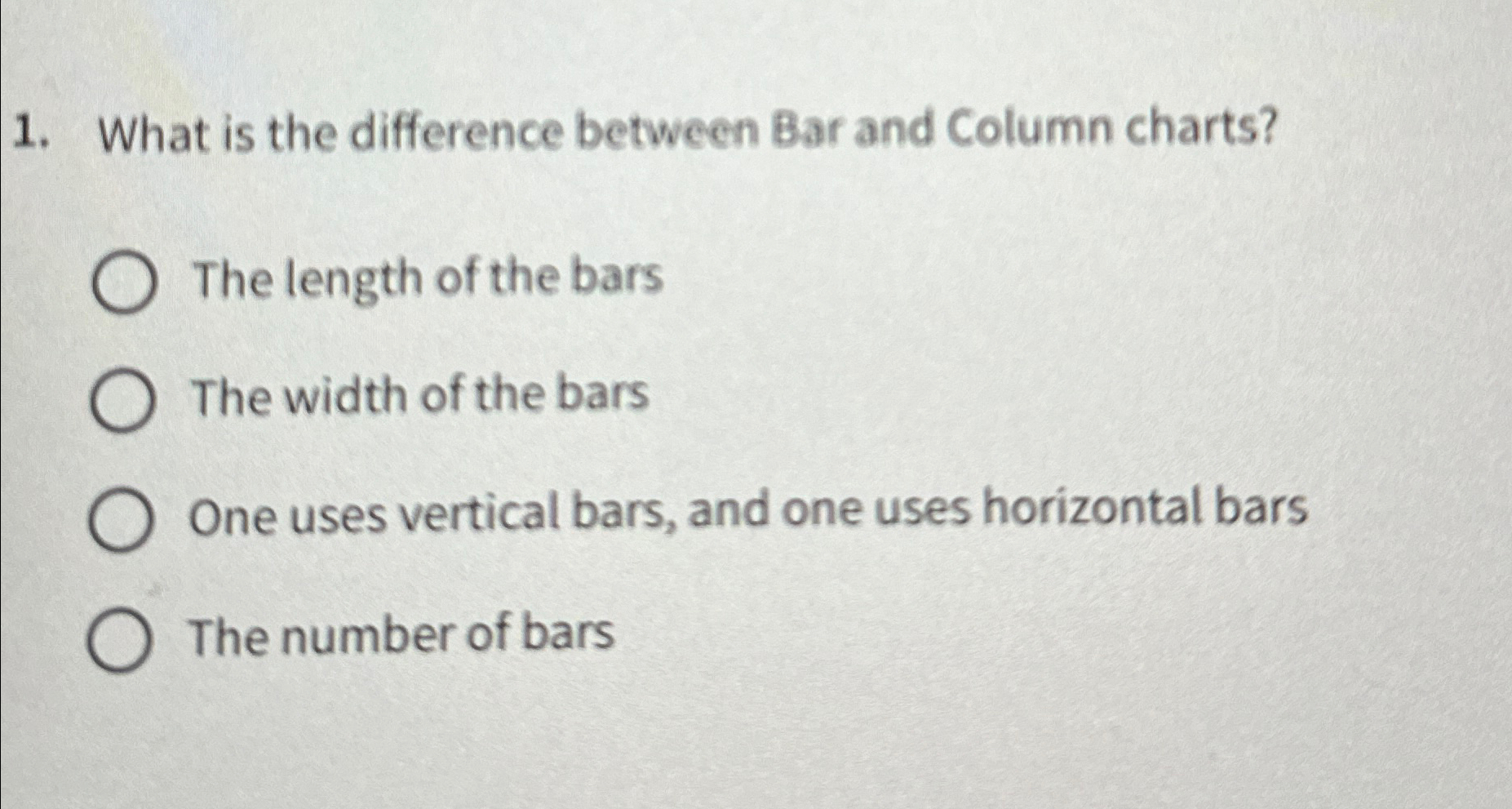 Solved What is the difference between Bar and Column | Chegg.com