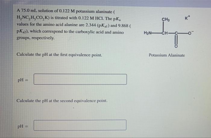 Solved CHE K* A 75.0 mL solution of 0.122 M potassium | Chegg.com