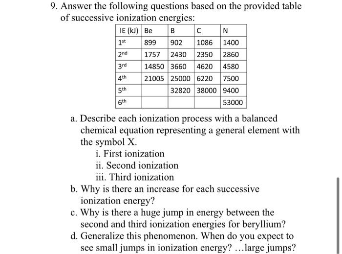 Solved 9. Answer the following questions based on the | Chegg.com