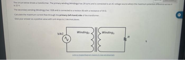 Solved The circuit below shows a transformer. The primary | Chegg.com
