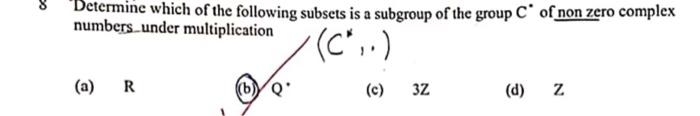 Solved "Determine which of the following subsets is a | Chegg.com