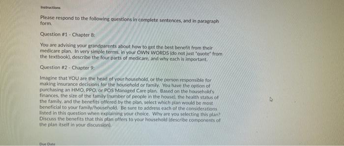 Solved Instructions Please respond to the following | Chegg.com