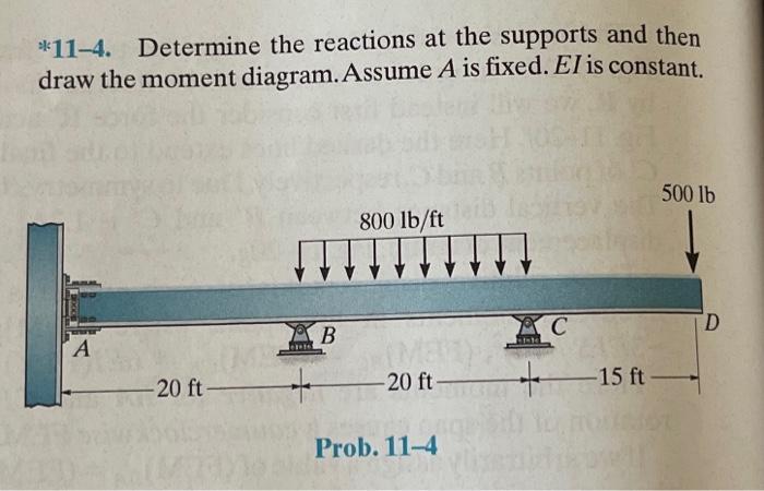 Solved *11-4. Determine the reactions at the supports and | Chegg.com