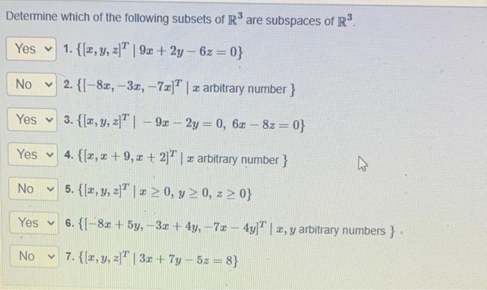 Solved Determine which of the following subsets of R3 are | Chegg.com